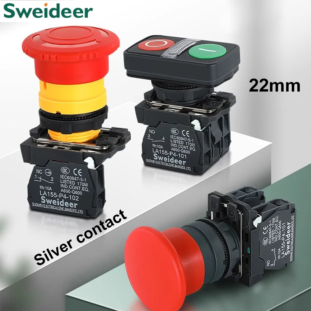XB4-Double-Button-Switch-with-Light-22mm-Emergency-Stop-Button-Switch ...