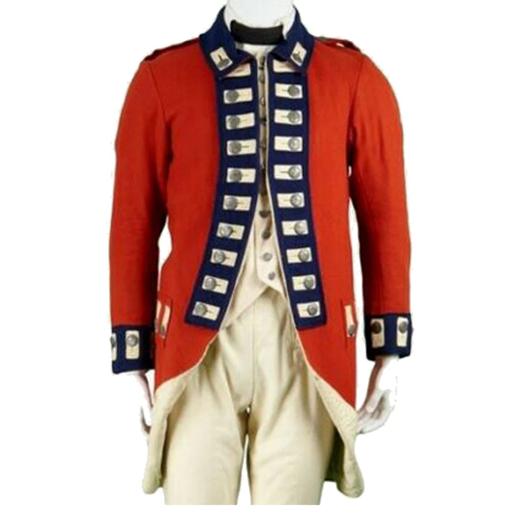Adult Men's British Soldier Cosplay Costume Red Uniform Civil War Navy ...