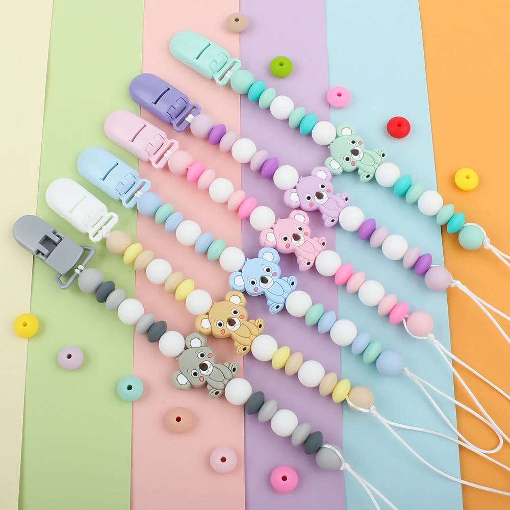 Baby-Pacifier-Clips-Anti-drop-Chain-Koalas-Silicone-Beads-Nipple-Dummy ...