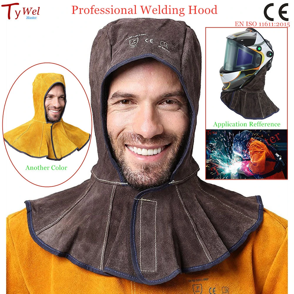 Professional Welding Hood Cowhide Leather Weld Cap CE Spark Flame ...