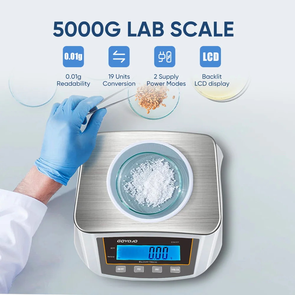 0.01g 5000g Precision Weighing Scale Electronic Analytical Balance 2kg ...