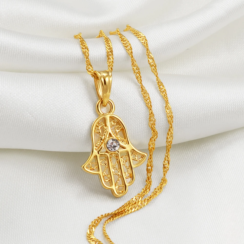 Anniyo-Small-Hamsa-Hand-Pendant-and-Necklace-for-Women-Girl-Gold-Plated ...