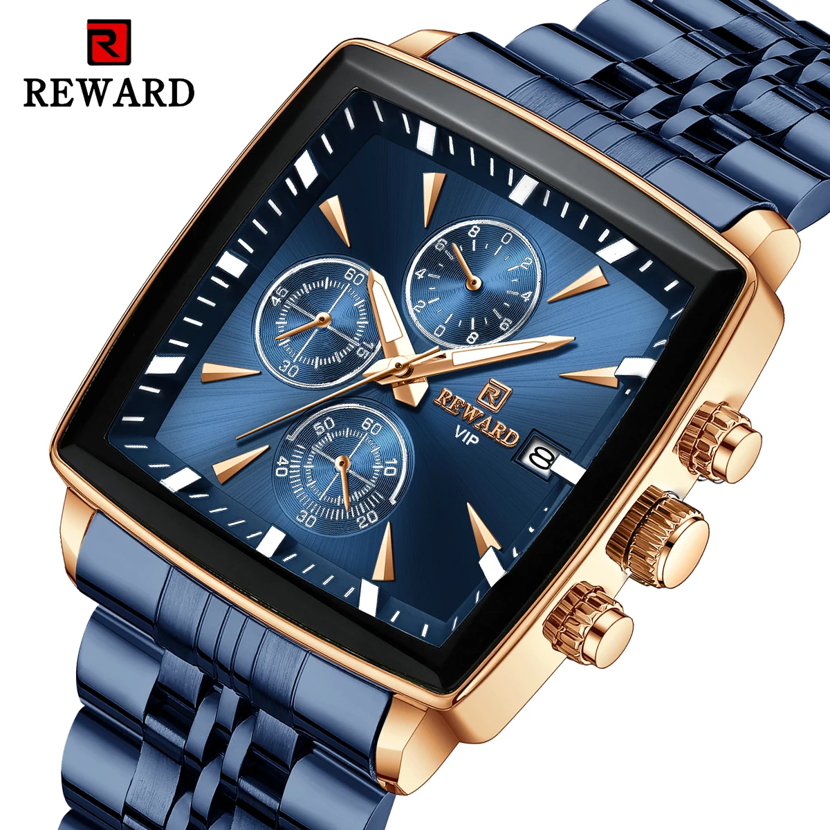 REWARD-Men-s-Watches-Blue-Rectangle-Quartz-Wristwatches-Luxury-Business ...