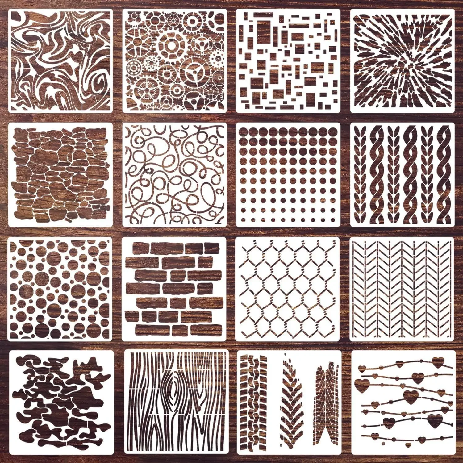 16Pcs-Set-15cm-Geometry-Gear-Brick-DIY-Layering-Stencils-Painting-Scrapbook-Coloring-Embossing ...