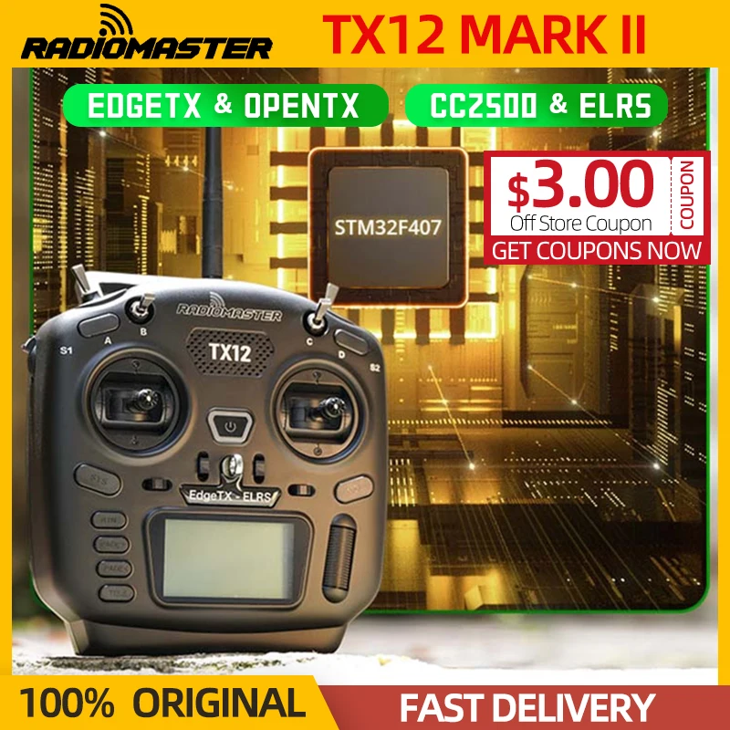 RadioMaster TX12 MKII Mark 2 MK2 Radio CC2500/ELRS EdgeTX OpenTX 16CH ...