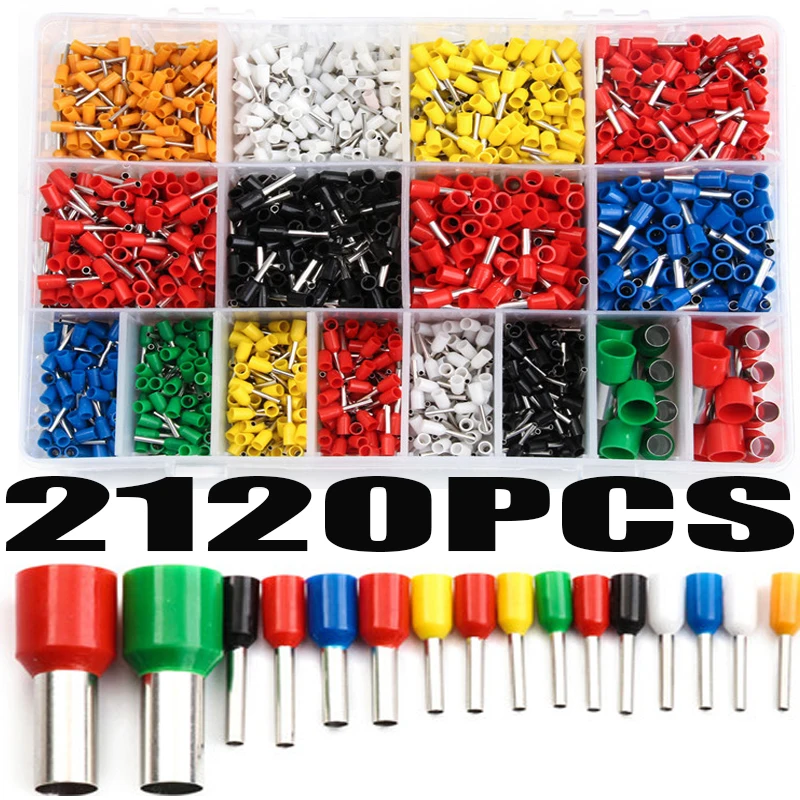 2120Pcs-Copper-Electric-Wire-Crimp-Connectors-Set-Insulated-Bootlace ...