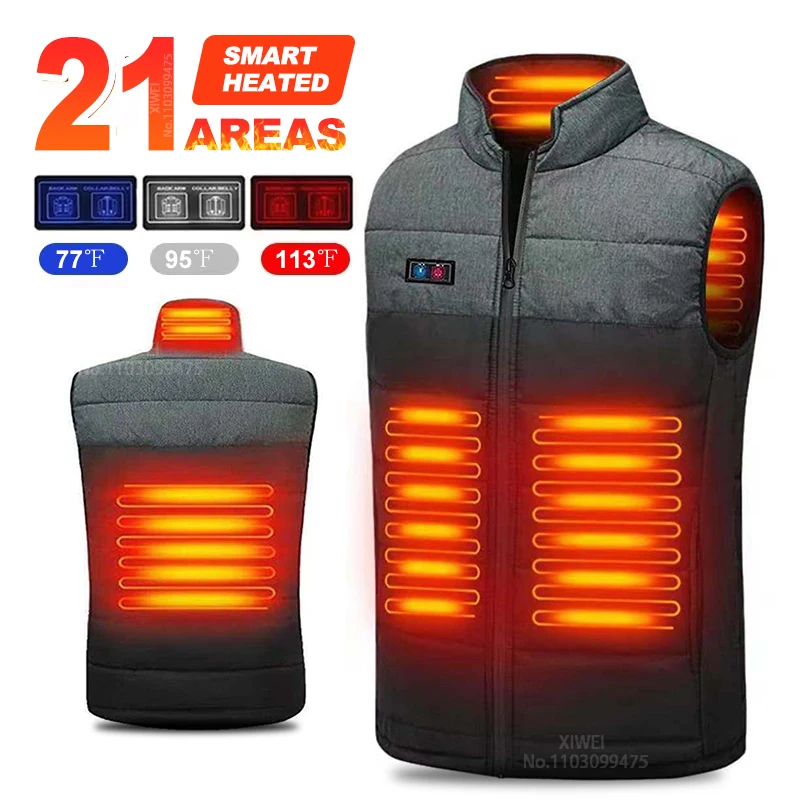 Heated Jacket Men Women Warm Vest USB 21 Areas Self Heating Jacket Ski ...
