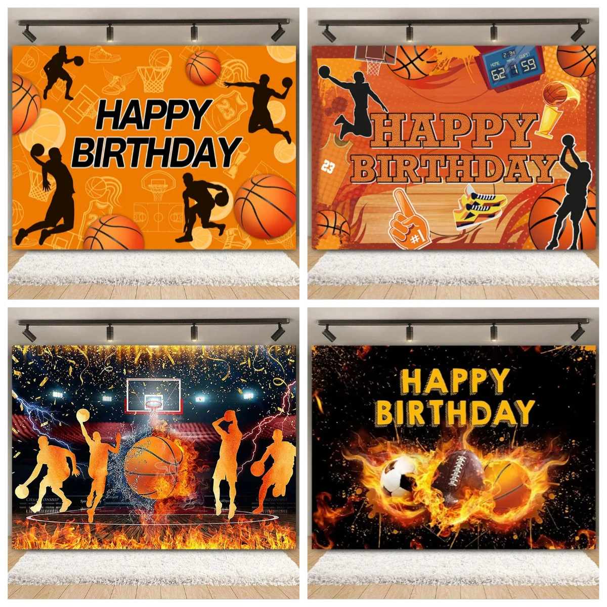 Boy's birthday party, basketball court theme, background decoration ...