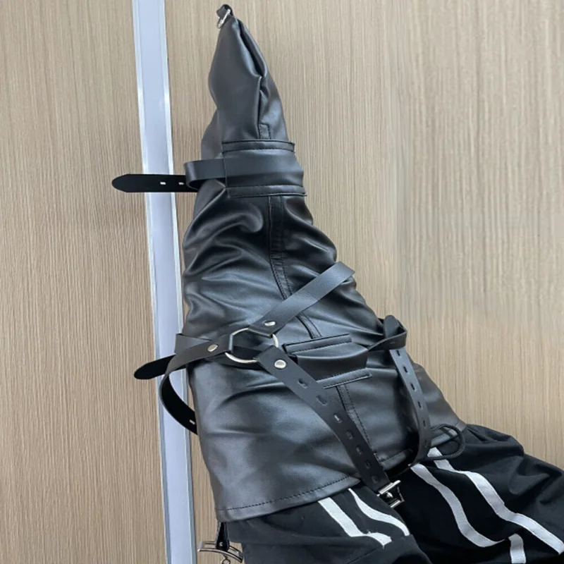 PU-Leather-Over-Shoulder-Body-Harness-Straps-Locking-Sleeve-Arm-Binder ...