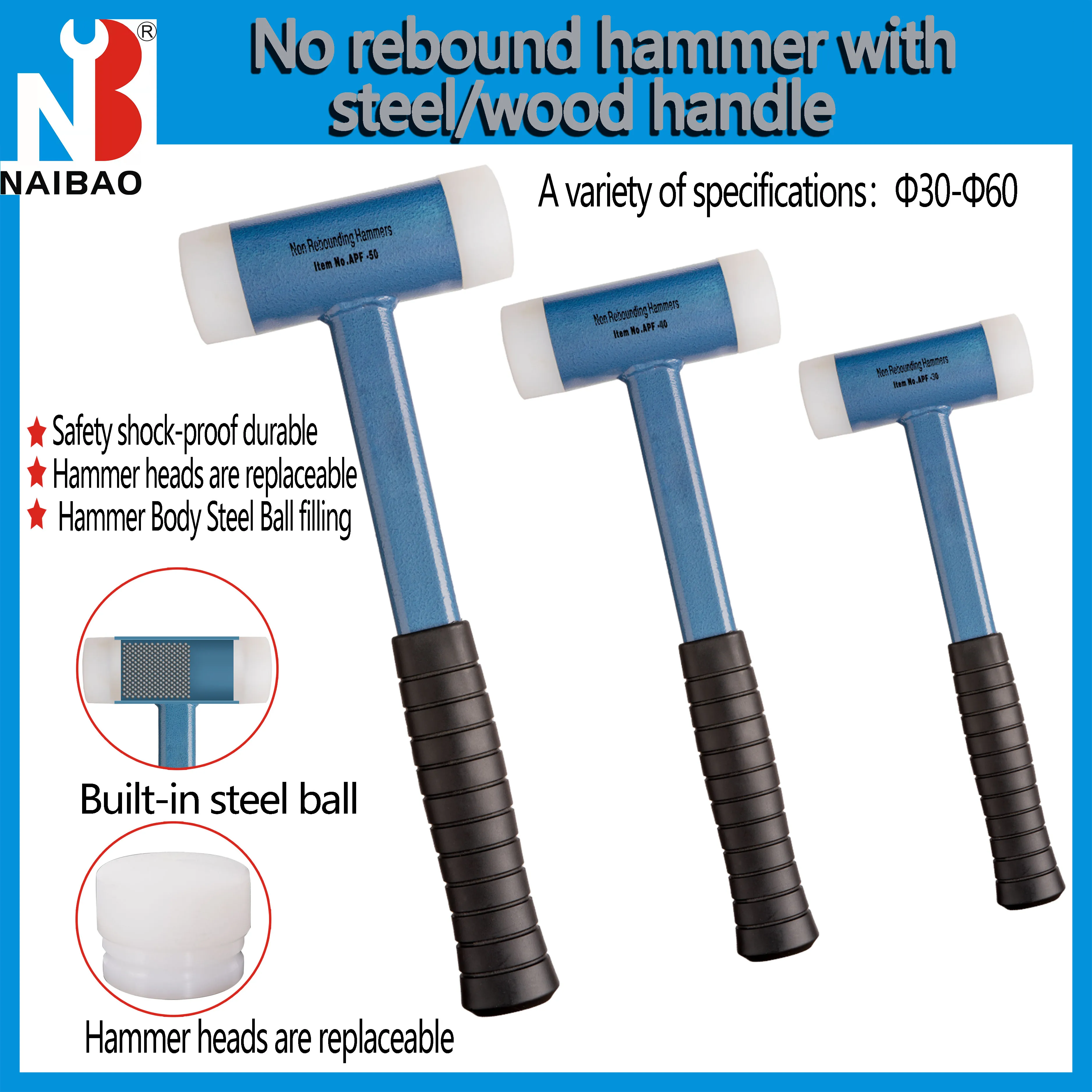 No-rebound-installation-hammer-hard-nylon-shock-proof-rubber-Rubber ...