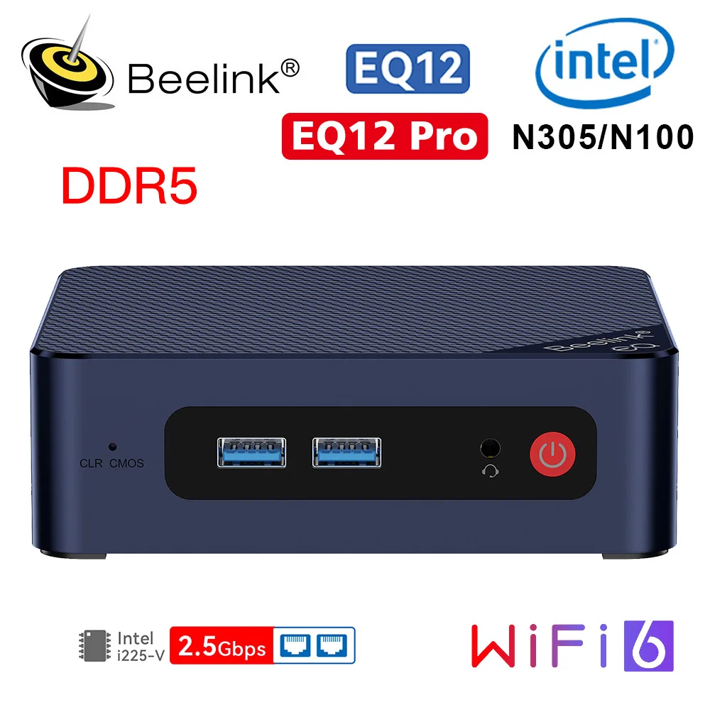 Beelink EQ12 Pro N100 Intel Core i3 N305 Mini PC Windows 11 DDR5 8GB 500GB NVME SSD BT5.2 Wifi6 ...