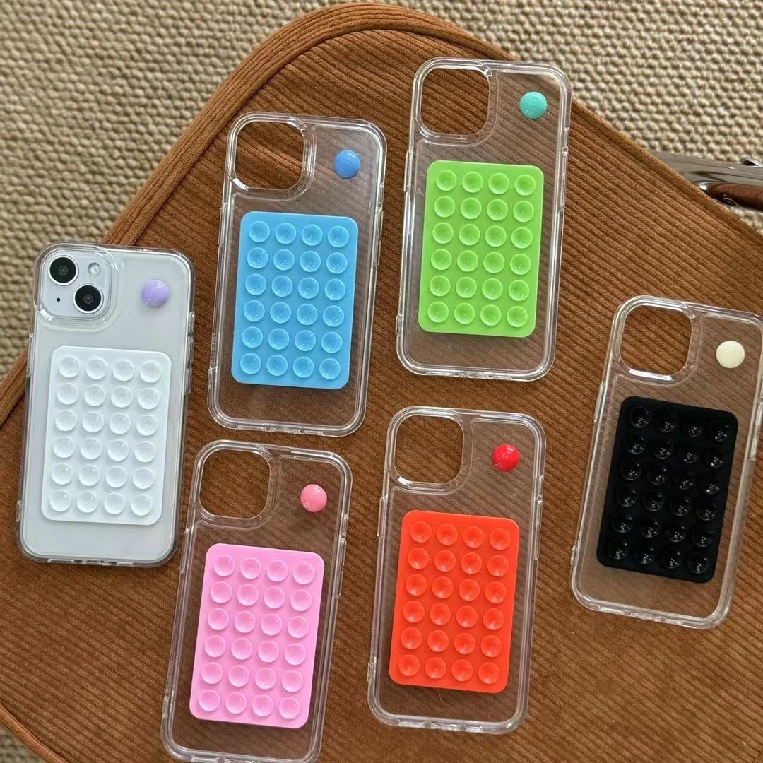 funny-Coloful-Suction-Cup-Transparent-Phone-Case-For-iPhone-15-14-13-12 ...