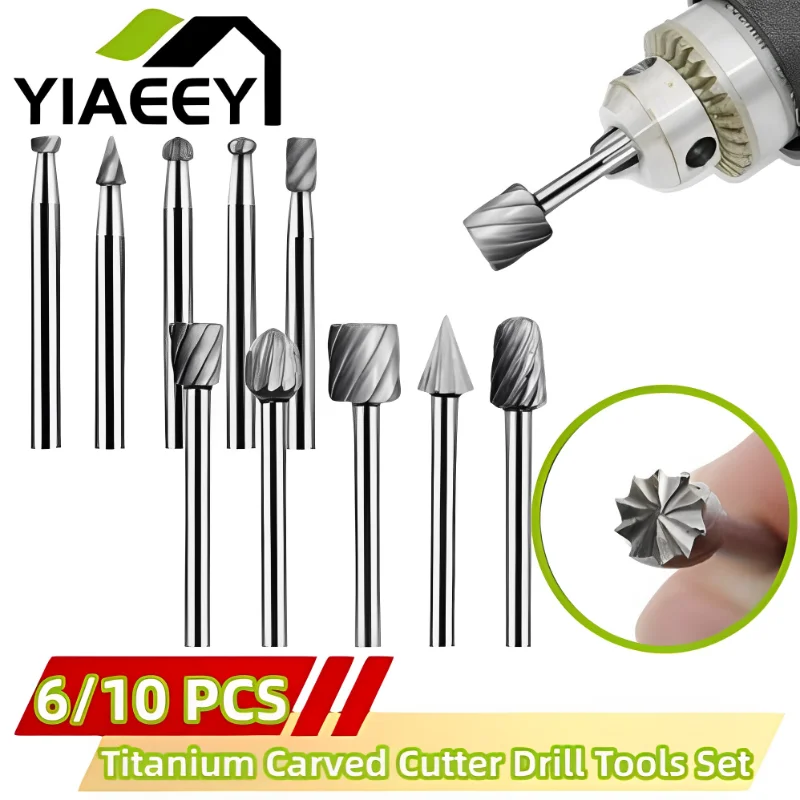 6-10-pz-titanio-Dremel-Routing-legno-fresatura-rotativa-File-Cutter ...