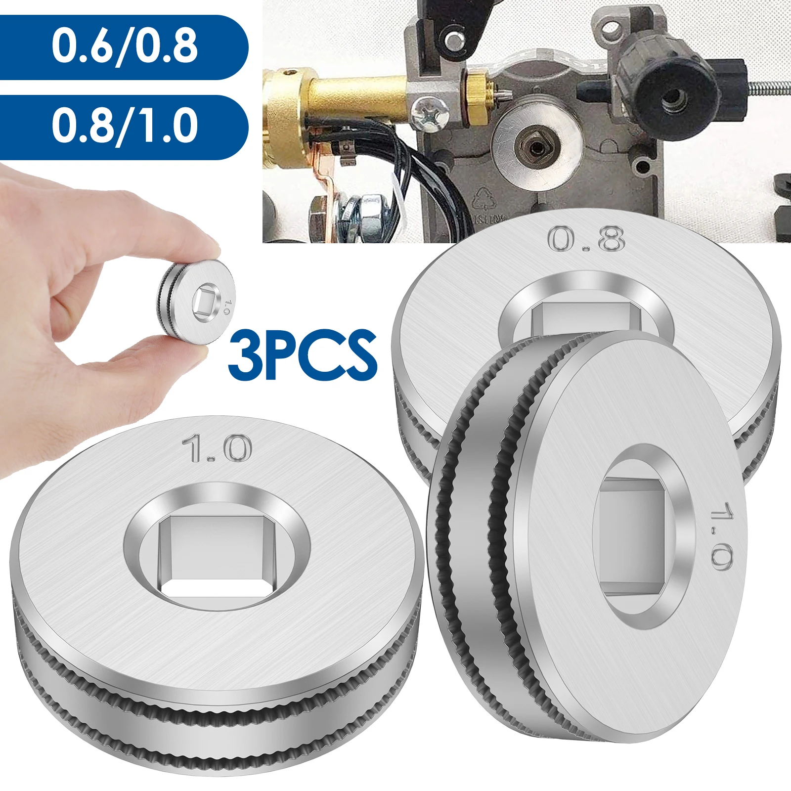 3Pcs Wire Feed Drive Roller 0.6/0.8 0.8/1.0 Wire Roll Wheel Knurled ...