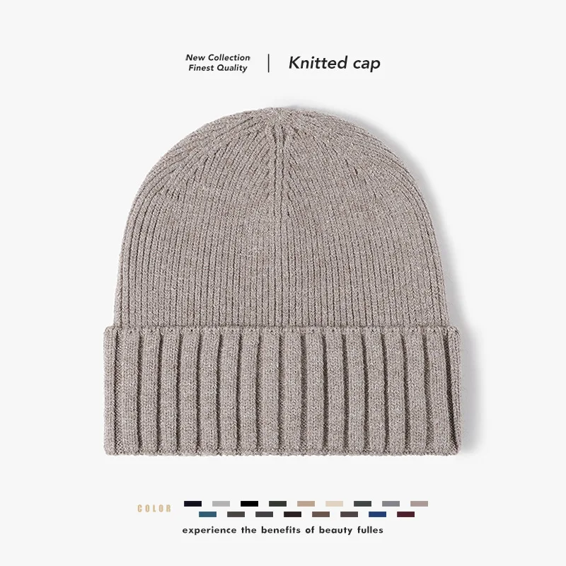 Hot Beanie Autumn Winter core-covered Yarn Outdoor Warm Thickened Cold ...