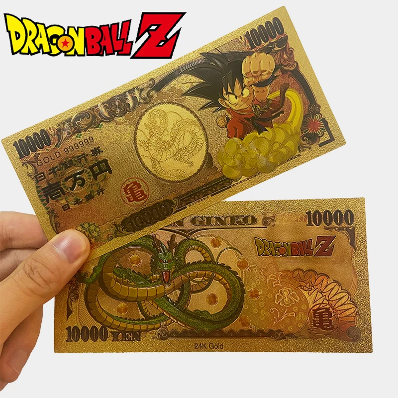Bandai Anime Dragon Ball Figure Goku Vegeta Gold Commemorative Banknote ...