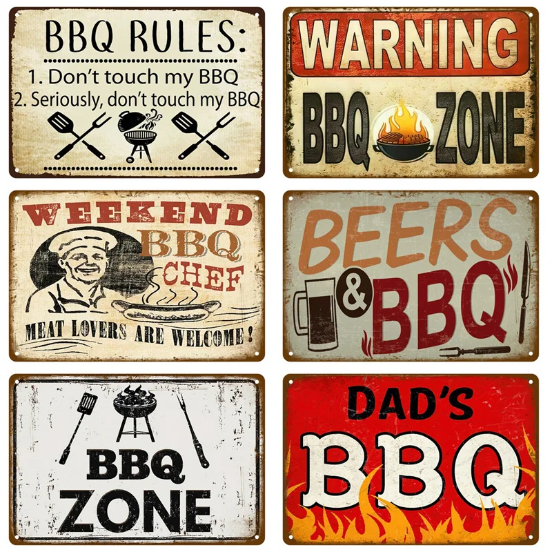 Vintage-Tin-Sign-Dad-s-BBQ-Yard-Outdoor-Party-Decoration-BBQ-Zone-Metal ...