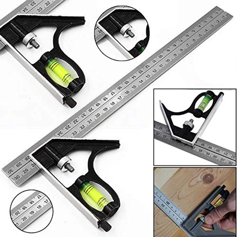 45°/90° Multifunctional Movable Square Ruler Calipers Stainless Steel ...