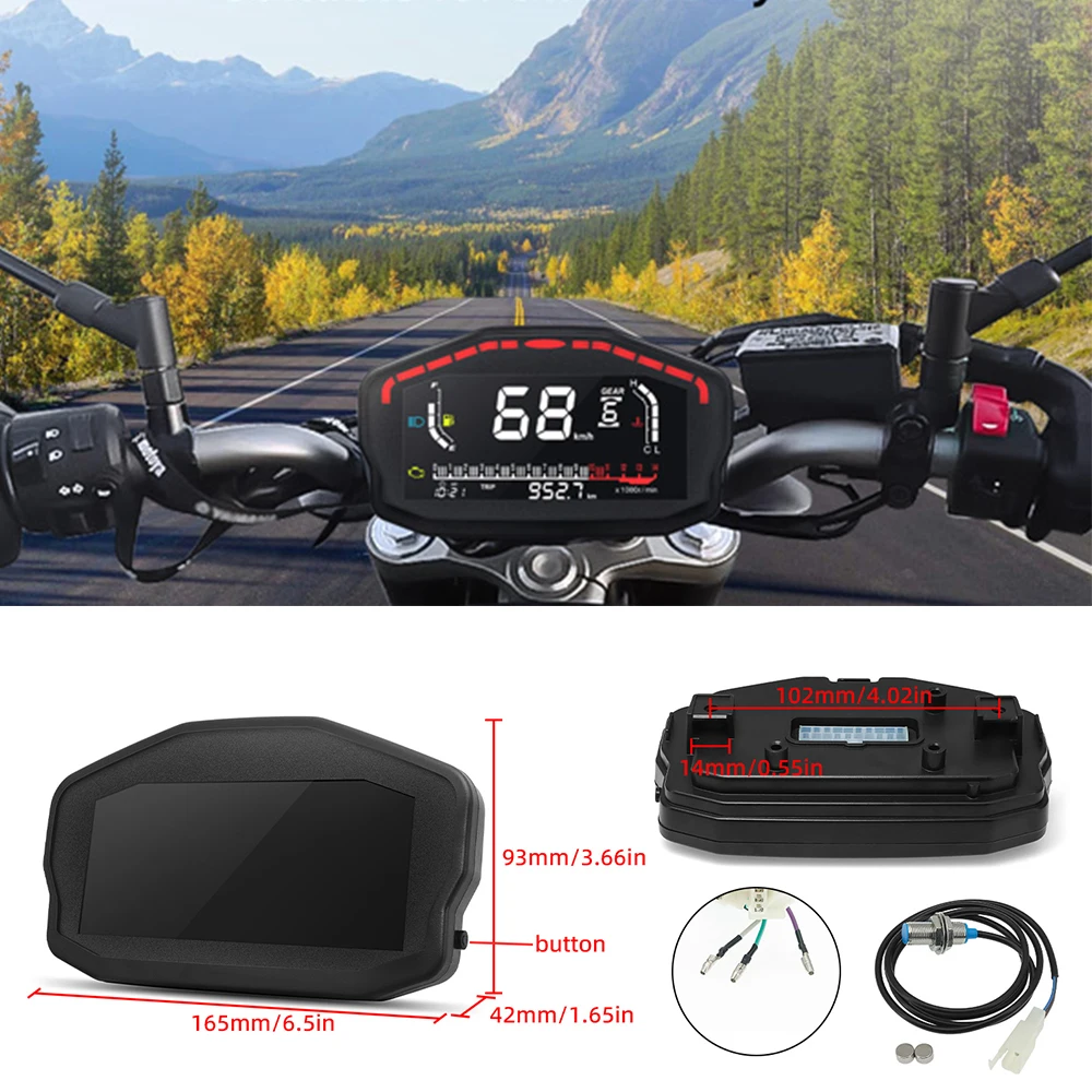 NEW LED LCD Moto Dashboard Motorcycle Speedometer Digital Odometer for ...
