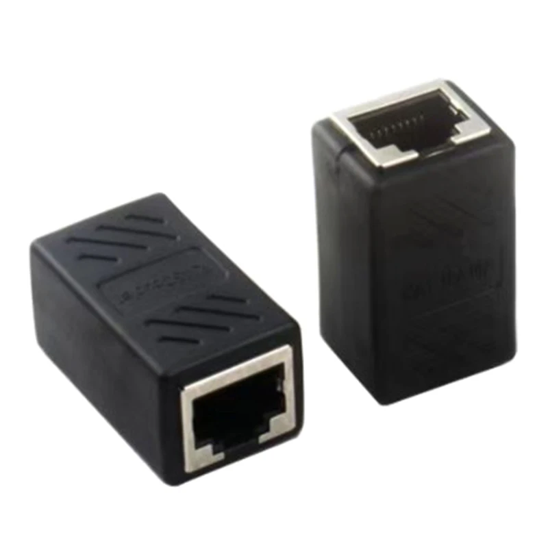 RJ45-Network-Female-Adapter-Black-Female-To-Female-Connector-Coupler ...