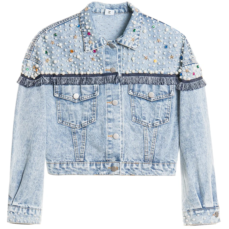 Bead-Work-Denim-Jackets-Women-Fringe-Denim-Coats-Women-Short-Denim ...