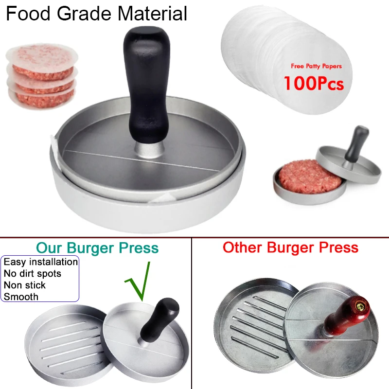 Burger Press Patty Maker Aluminium Hamburger Mold Non-Stick - AliExpress 15