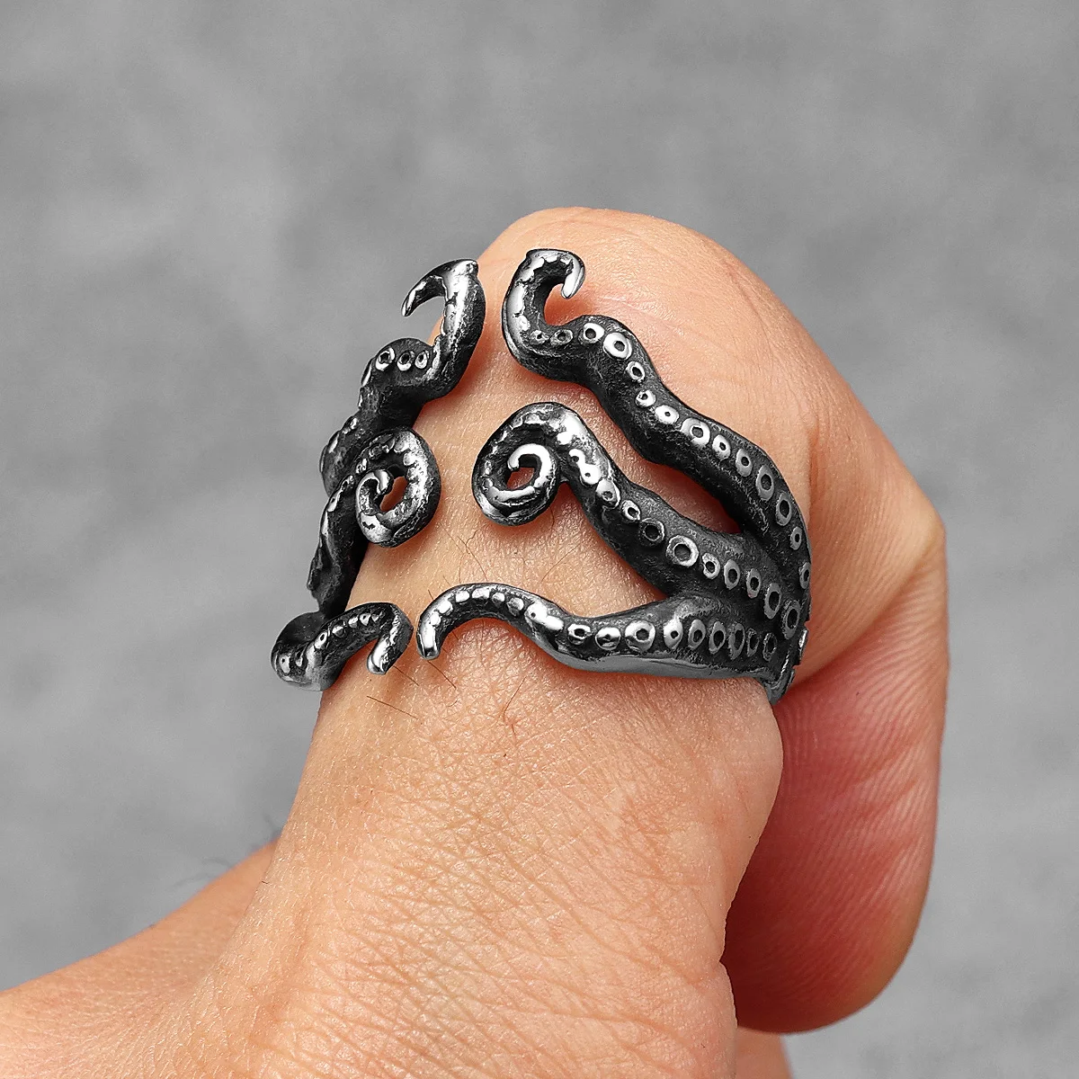 Stainless Steel Men Rings Octopus Squid Tentacle Punk Trendy for Women ...