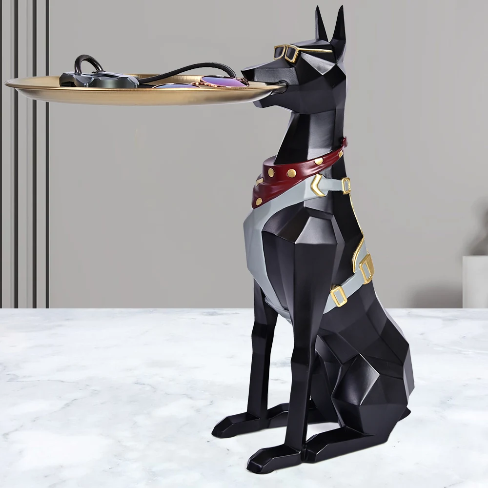 Resin-Art-Dog-Statue-Butler-with-Tray-for-Keys-Jewelry-Holder-Doberman ...