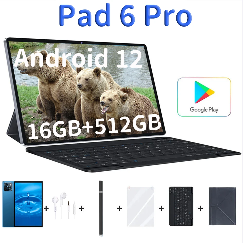 2023 Tablet Android Pad 6 Pro 10.1 Inch HD 16G+512GB Global Tablette ...