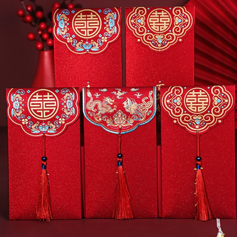 10pcs-Traditional-Chinese-Wedding-Red-Envelope-With-Tassel-Lucky-Money ...