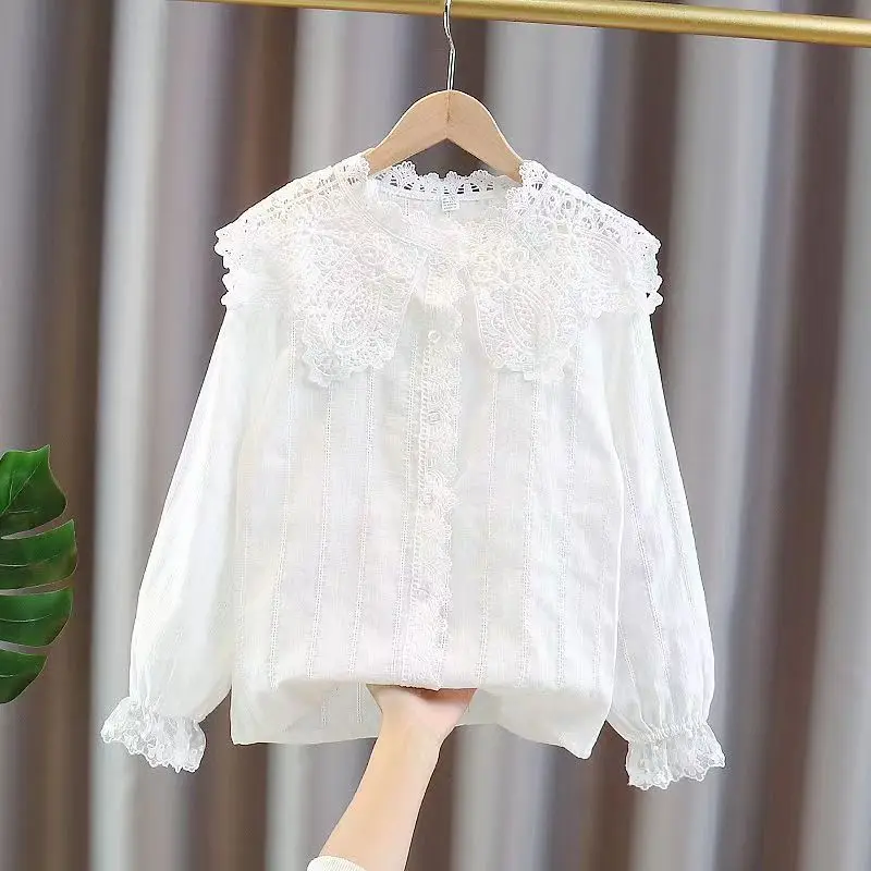 Girls-kids-White-Blouse-Lace-Floral-Girls-Shirt-Spring-Autumn-Blouse ...