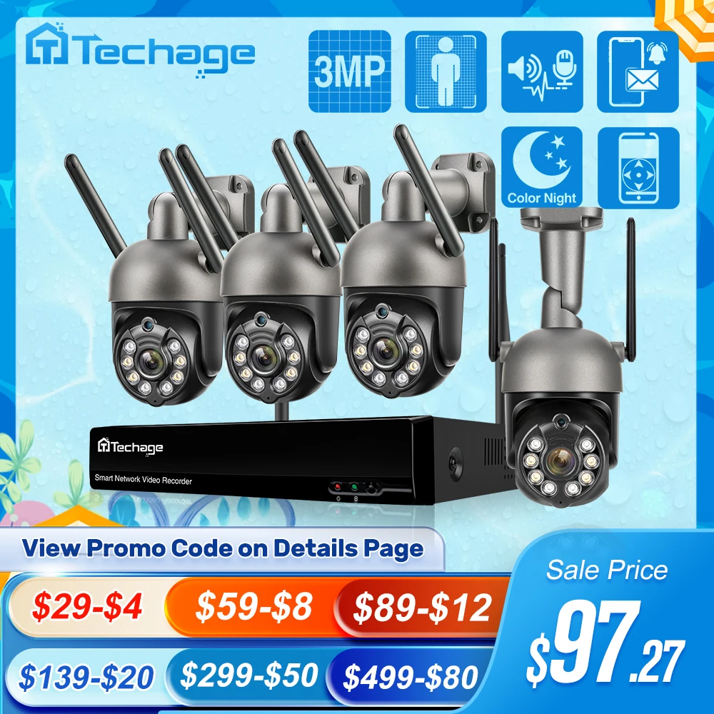 Techage-H-265-10CH-3MP-Wireless-Video-Security-Camera-System-Outdoor ...