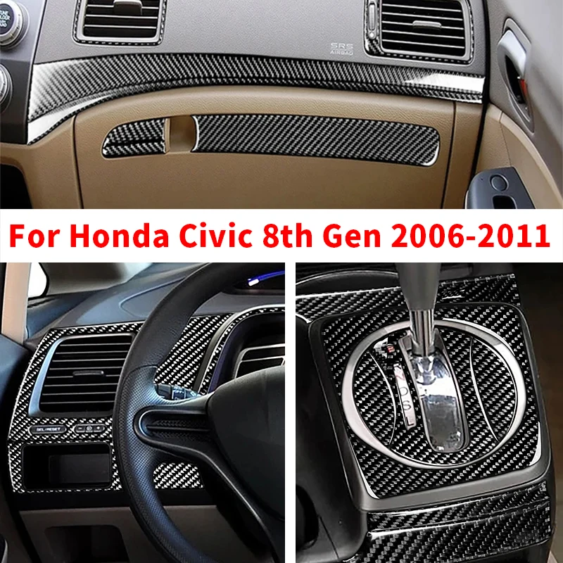 For-Honda-Civic-8th-Gen-Soft-Carbon-Fiber-Gear-Shift-Window-Lift ...