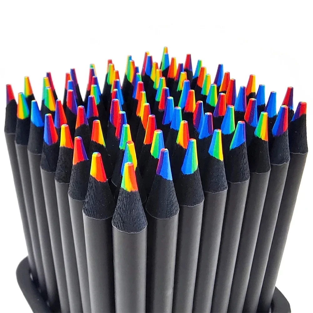 Kids Sketching Stationery Black Wood 7-Color Lead Pencil Gradient ...
