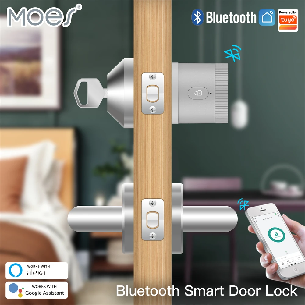 Moes Us Bluetooth Door Lock Bank-grade Aes128 Tls Encryption Sensor ...