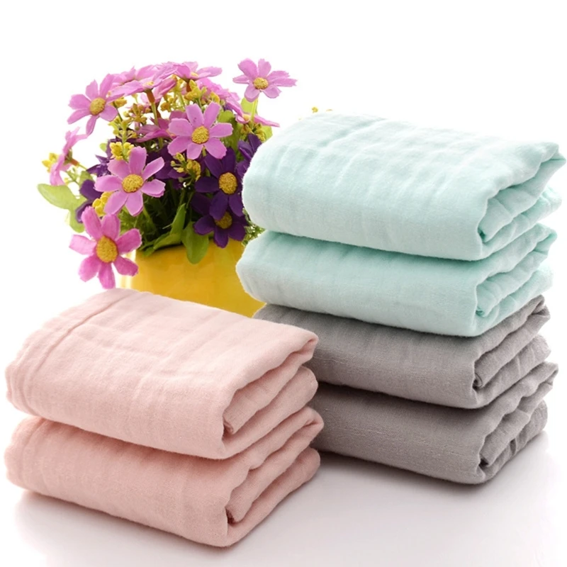 Organic-Cotton-Gauze-Baby-Bath-Towel-Solid-Colour-Muslin-Boy-Girl-Face ...