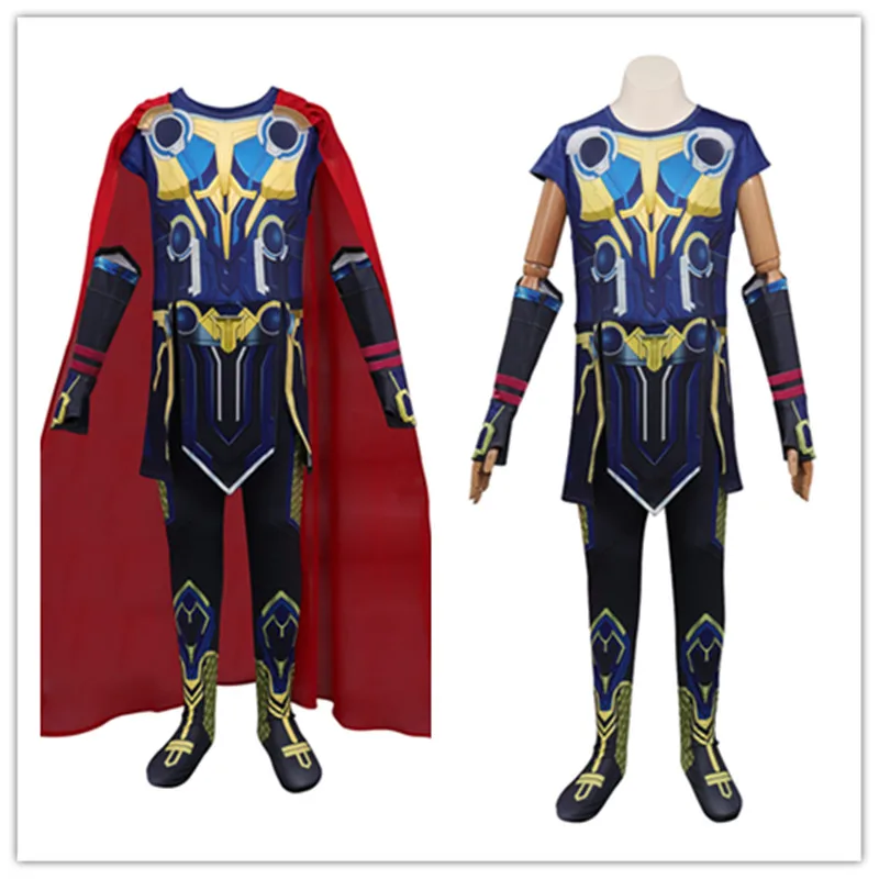 Kids Children Thor Cosplay Costume Love and Thunder 2022 Jumpsuit Cloak ...