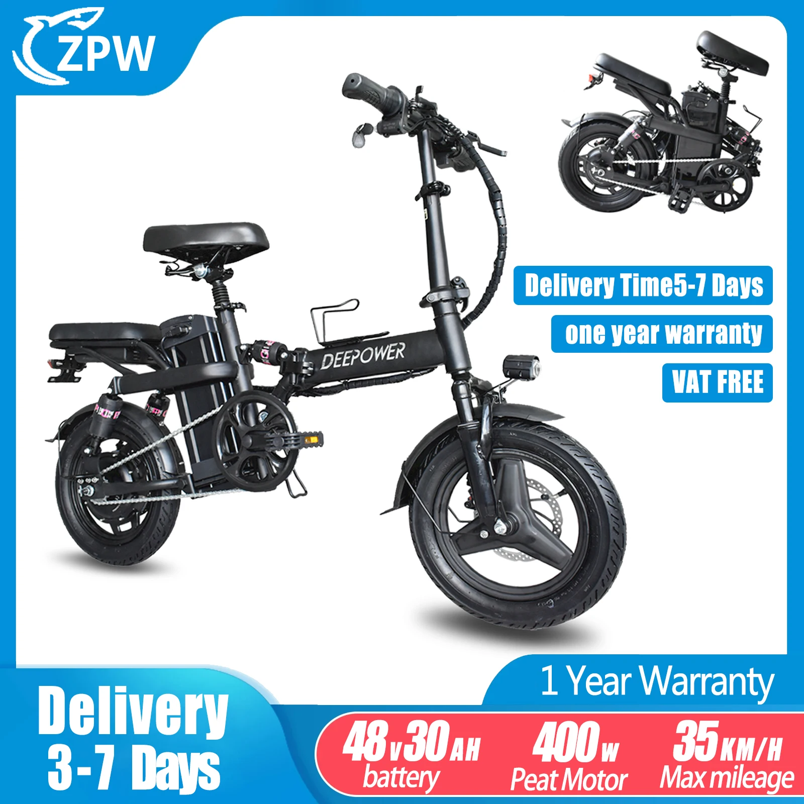 ZPW-K300-Ebike-400W-Adult-electric-bicycle-48V-30AH-Foldable-Electric ...