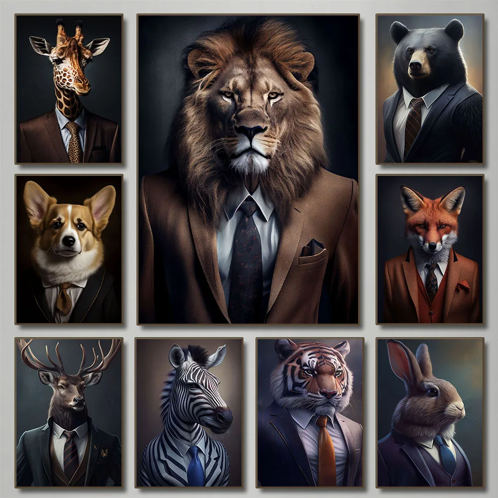 Human-Body-Animal-Head-Posters-Lion-Suit-Giraffe-Zebra-Fox-Pictures ...