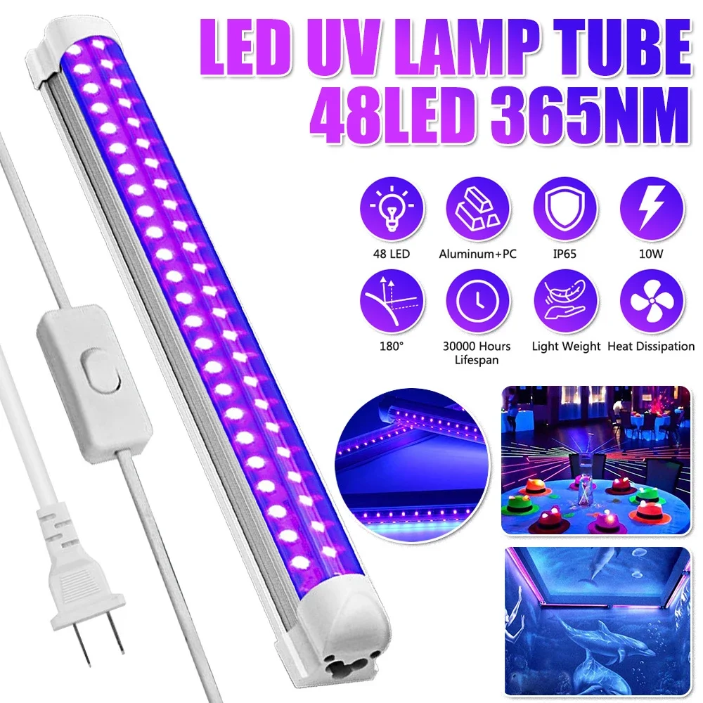 Tira-de-luces-LED-UV-tubos-de-luz-ultravioleta-de-10W-365nm-395nm-para ...