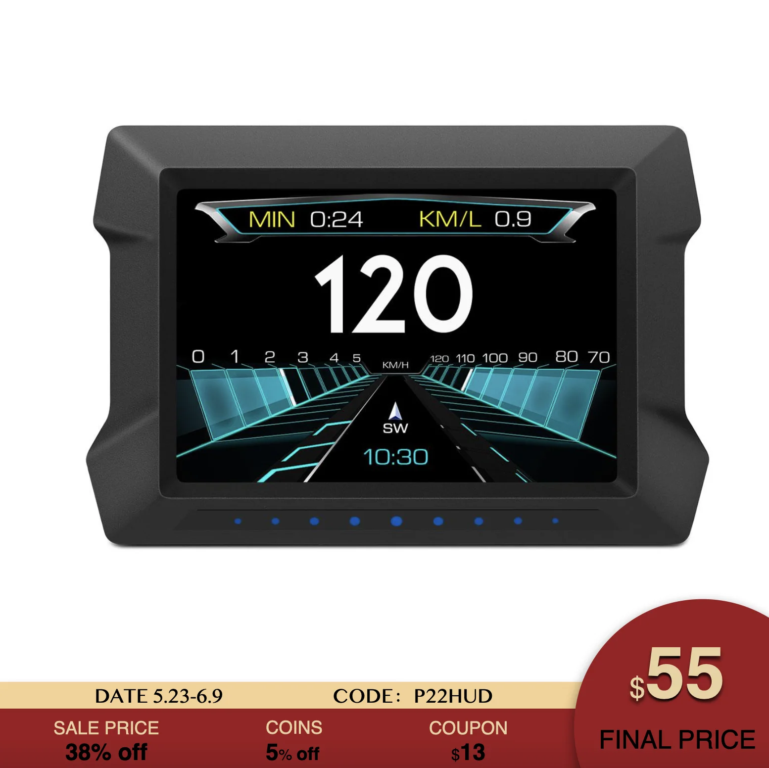 P22 Car Head Up Display Hd Obd Lcd Instrument Slope Instrument ...