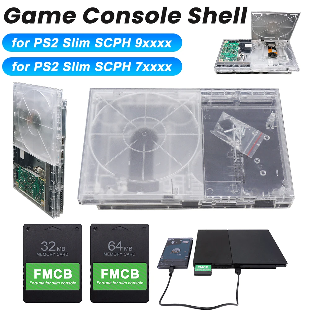 Shell-de-Substitui-o-Transparente-para-PS2-Slim-SCPH-9xxxx-Carca-a-de ...
