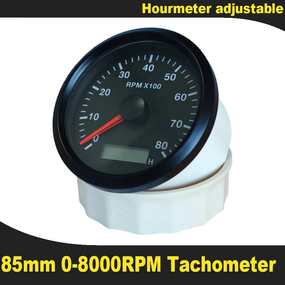 New 85mm Tachometer Gauge 3000 4000 8000 12000 RPM with LED Digital ...