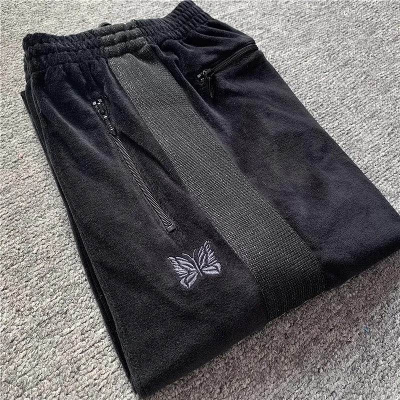 Casual-Fashion-Black-Velvet-Drawstring-Pants-Men-Women-Jogger-Striped ...