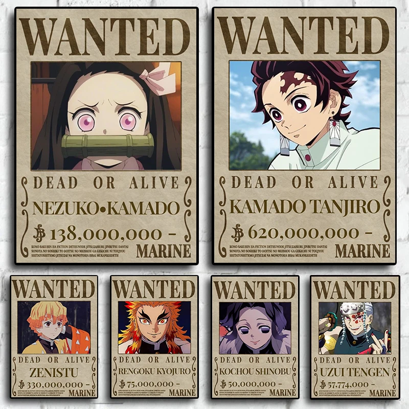 Pop-Art-Japan-Anime-Characters-Demon-Slayer-Wanted-Poster-Aesthetics ...