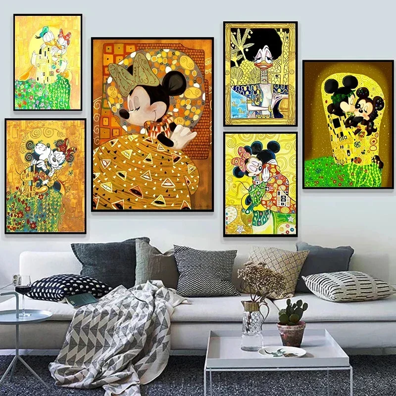 Disney-Donald-Duck-Gustav-Klimt-Style-Wall-Art-Canvas-Painting-Cartoon ...