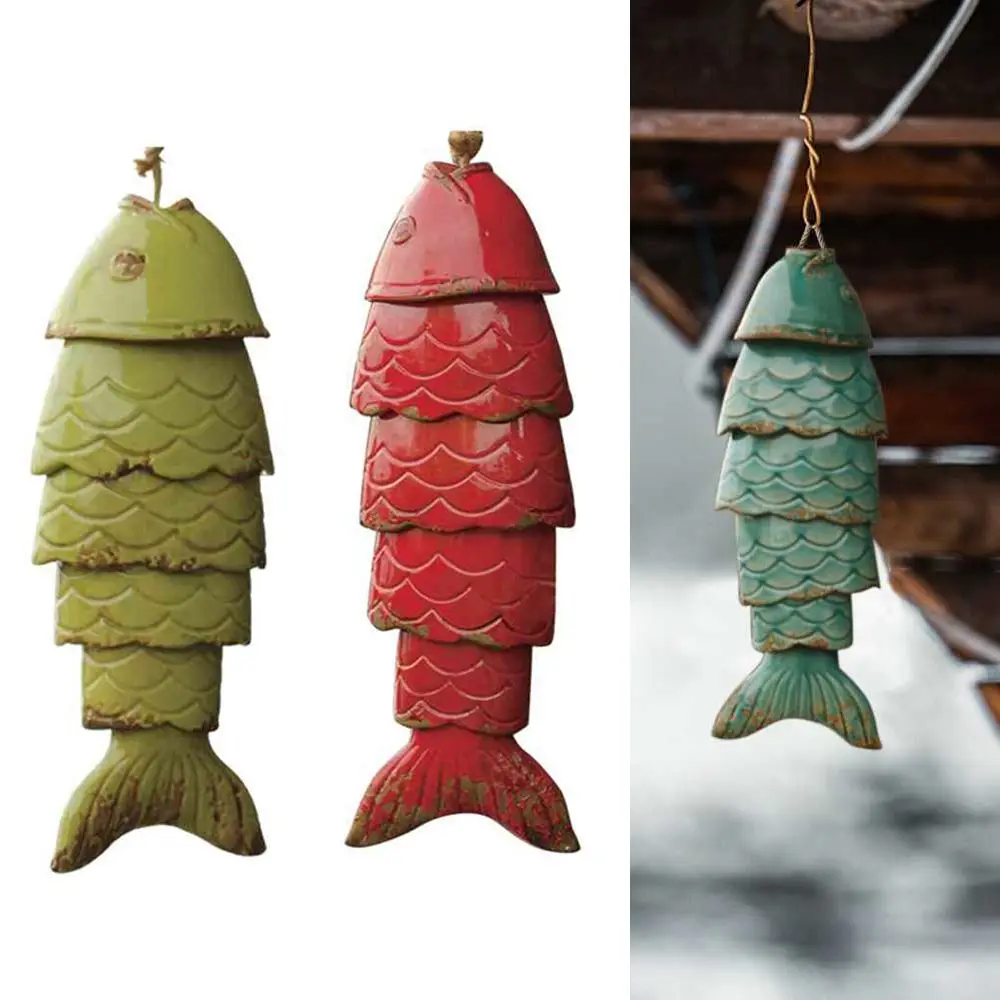 Colored Courtyard Decoration Crafts Gift Creative Koi Fish Wind Chime ...