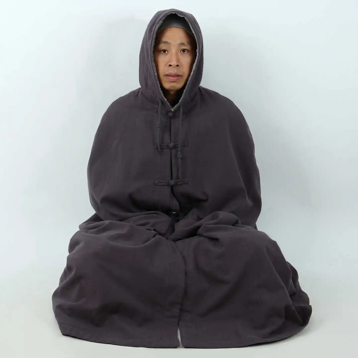 Buddhist Thick Hood Robe for Nun Double Layered Zen Meditation Mantle ...