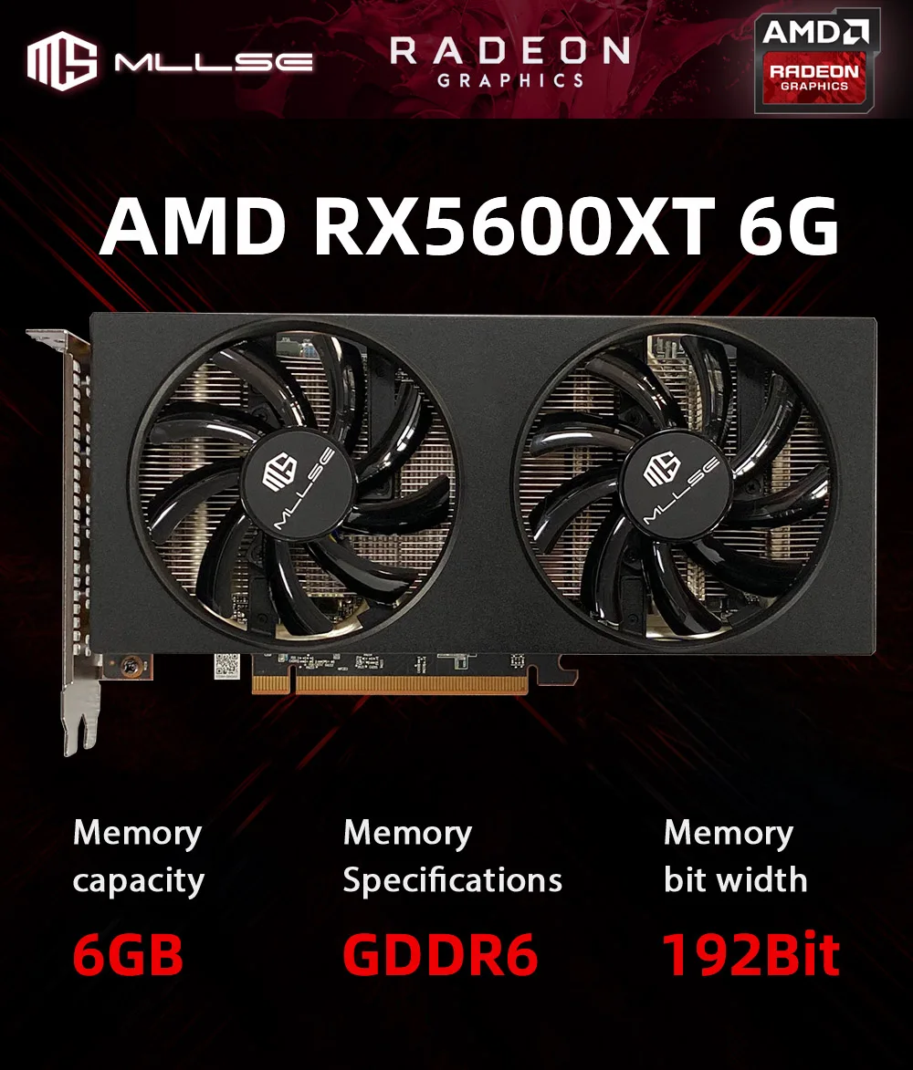 Видеокарта MLLSE AMD RX 5600 XT 6GB Gaming Graphics Card 192bit GDDR6 ...