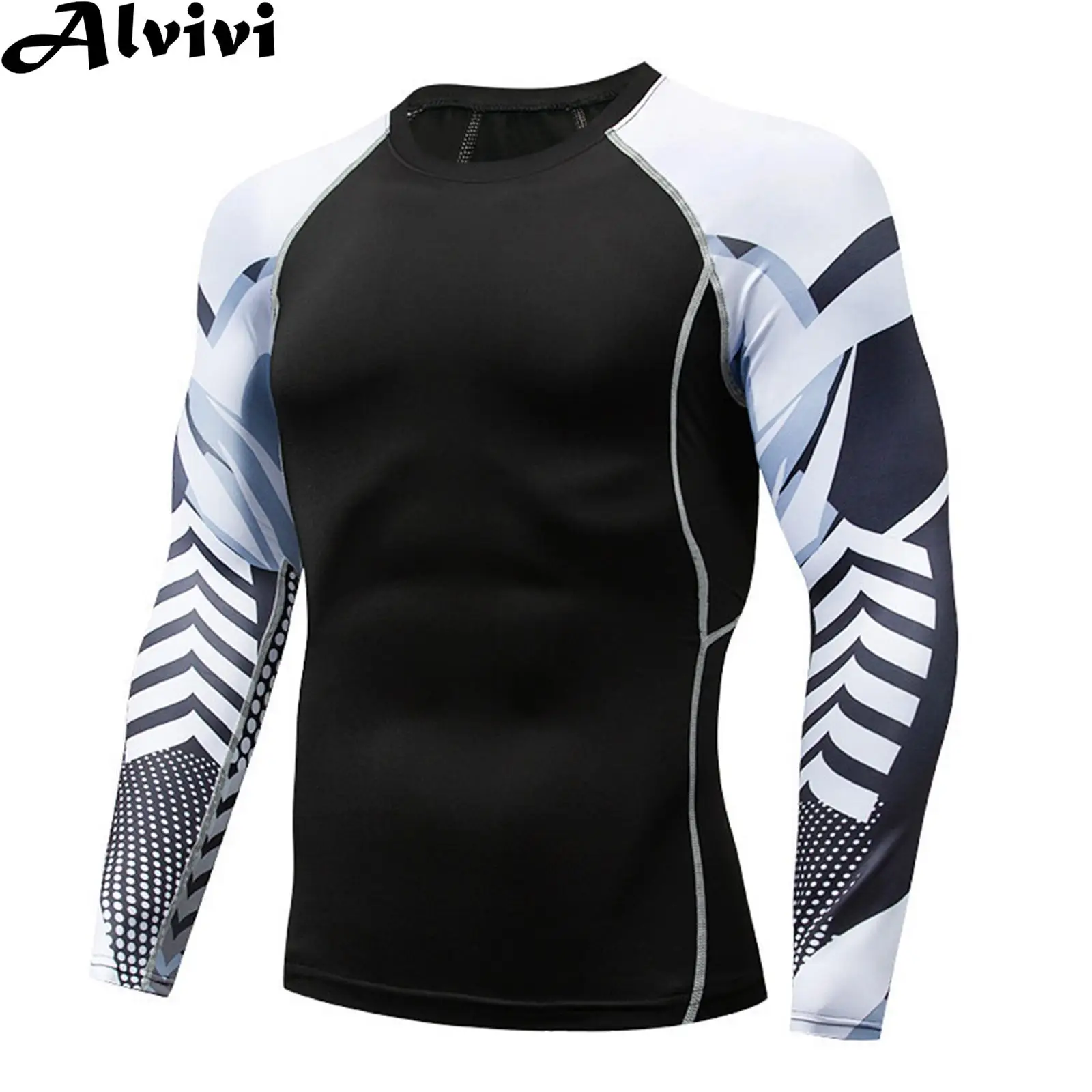 Mens Quick Dry Sports T shirt Rash Guard Swimwear Wetsuit Long Sleeve ...